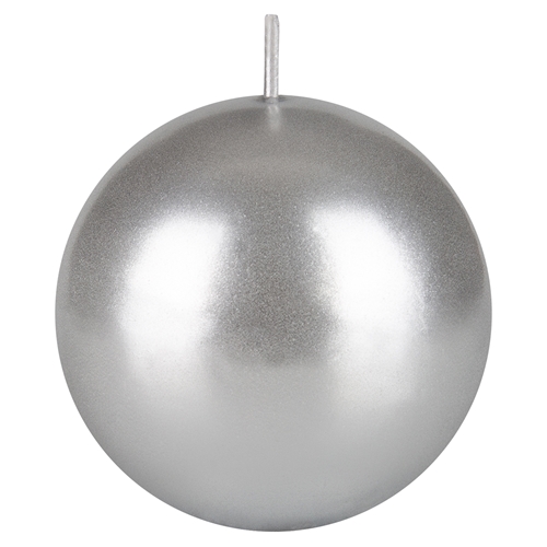 Mega Candles - 4" Unscented Round Ball Candle - Silver